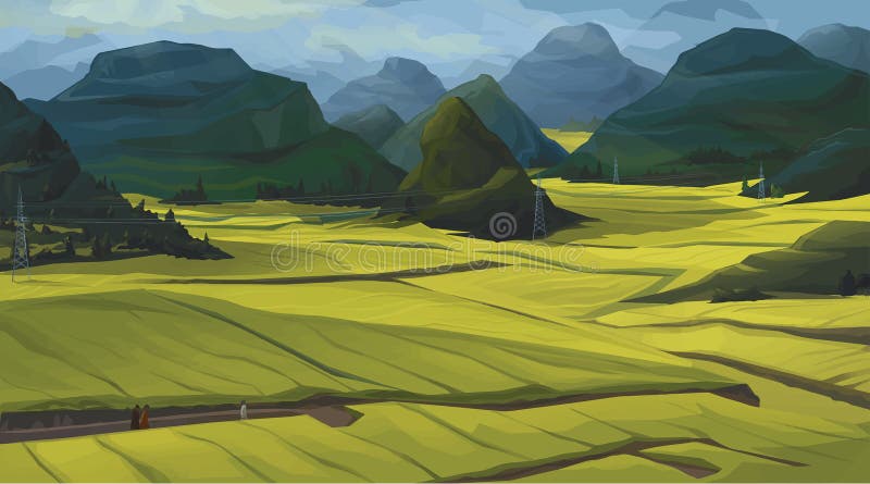 Landscape stock vector. Illustration of ground, clouds - 76982843