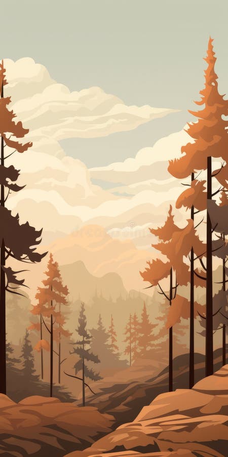 Mahogany Forest in Rocky Mountains: a Colorful and Serene Illustration ...