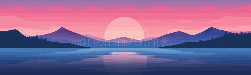 Landscape with Vibrant Color Gradients Isolated Vector Style ...