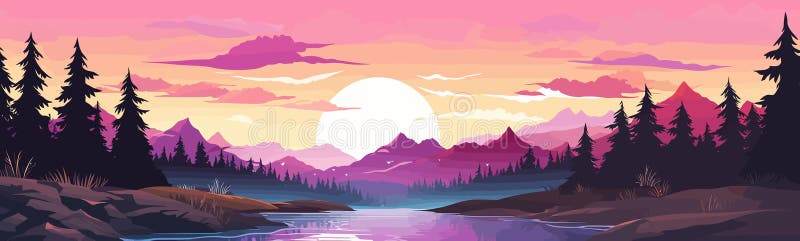 Landscape with Vibrant Color Gradients Isolated Vector Style ...