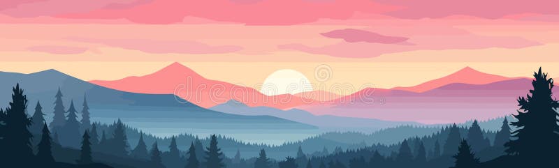 Landscape with Vibrant Color Gradients Isolated Vector Style ...