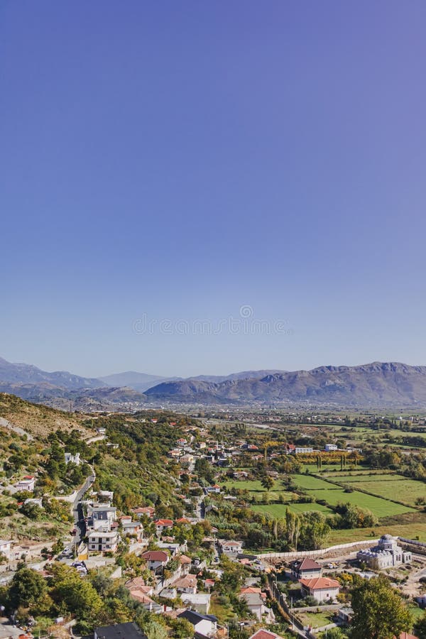 Landscape View from Above of Shkoder City in Albania. Stock Photo ...