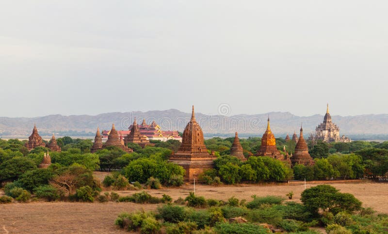 Landscape View of Bagan at Sunrise Stock Image - Image of destination ...