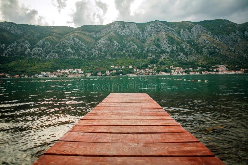 Landscape View of the Bay of Kotor on Background of Mountains and Sky ...