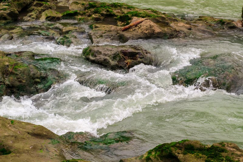 Landscape View of Beautiful Lake Water Splash. the River Flows through ...