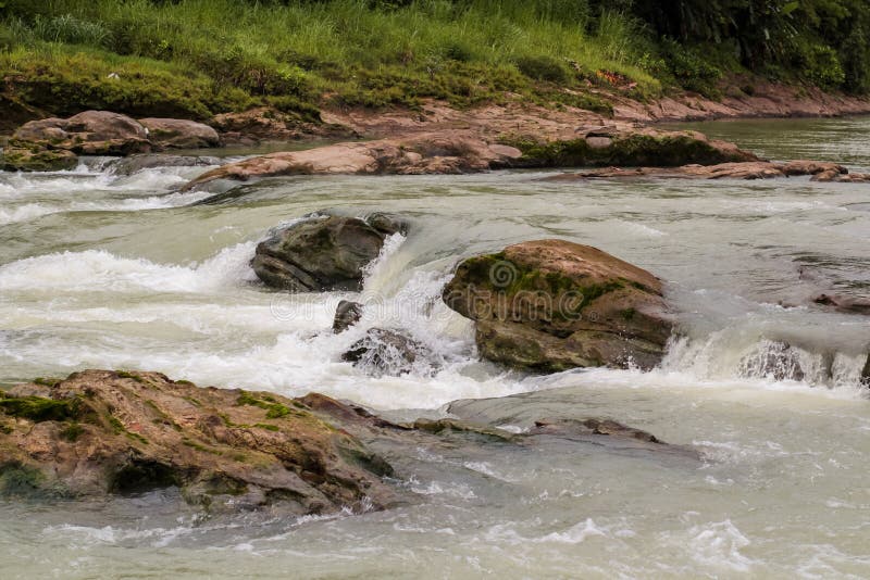 Landscape View of Beautiful Lake Water Splash. the River Flows through ...