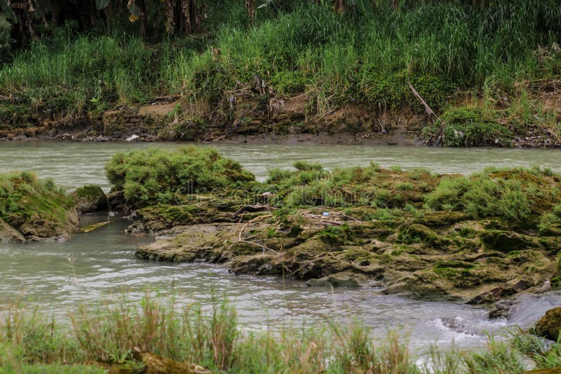 Landscape View of Beautiful Lake Water Splash. the River Flows through ...