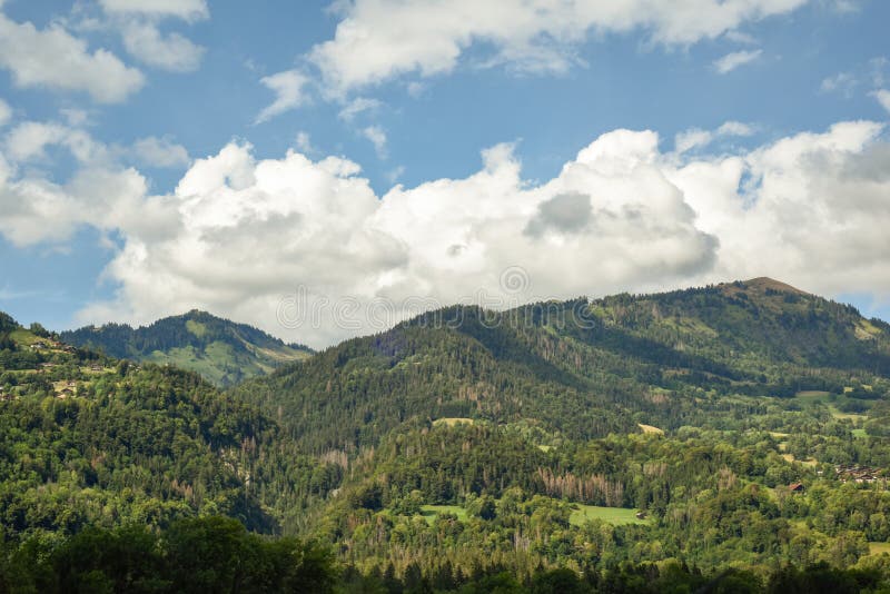 Landscape View of Beautiful Mountain Countryside in the Alps Stock ...