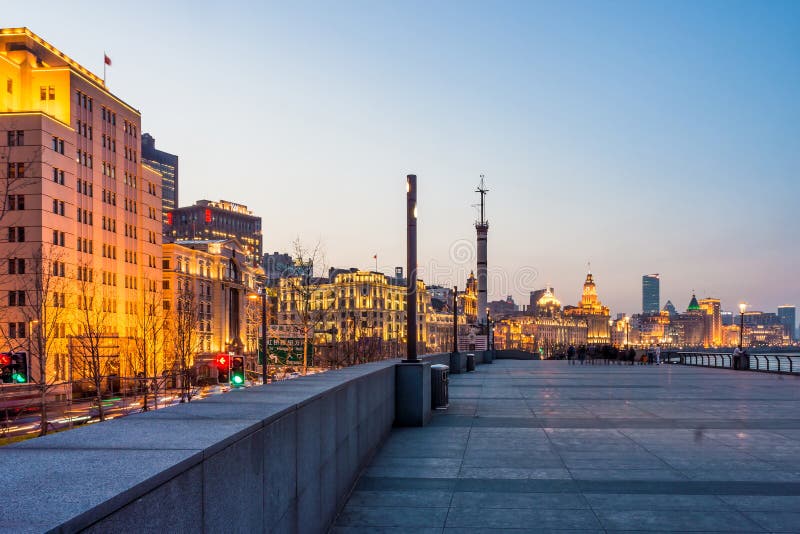 Landscape View at the Bund in the Evening. Editorial Stock Photo ...