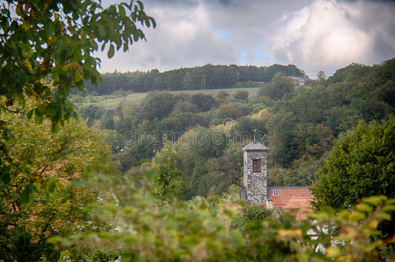 Landscape View of a Church in Mountains with Thunderstorm Clouds in ...