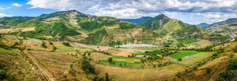 Landscape View on Corovode in Albania in Summer with Mountains in ...