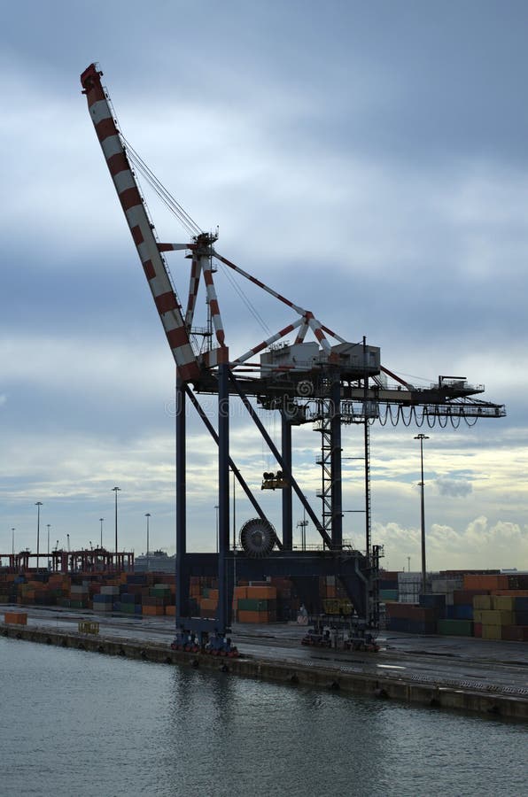 Landscape View of Crane Bridge for Unloading or Loading Containers To ...