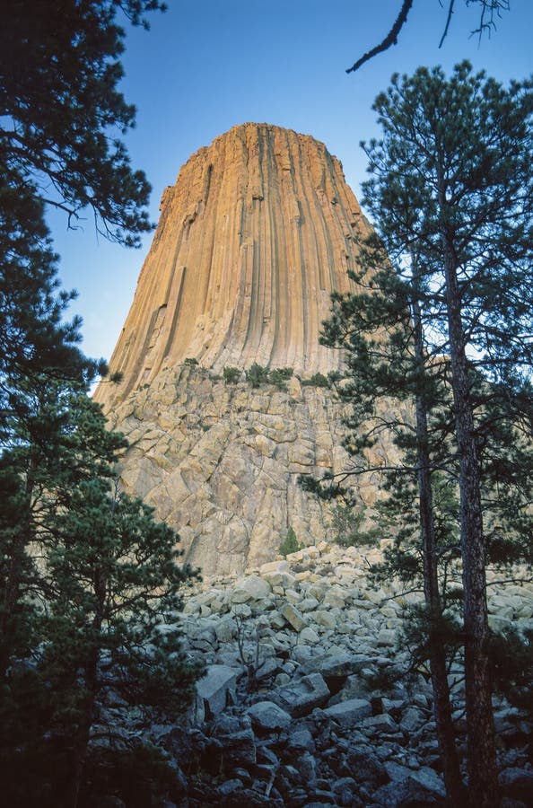 Sunset at Devils Tower National Monument, USA Stock Photo - Image of ...
