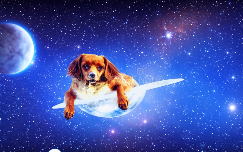 Dog Floating in Galaxy Space - AI Generated Content Stock Illustration ...