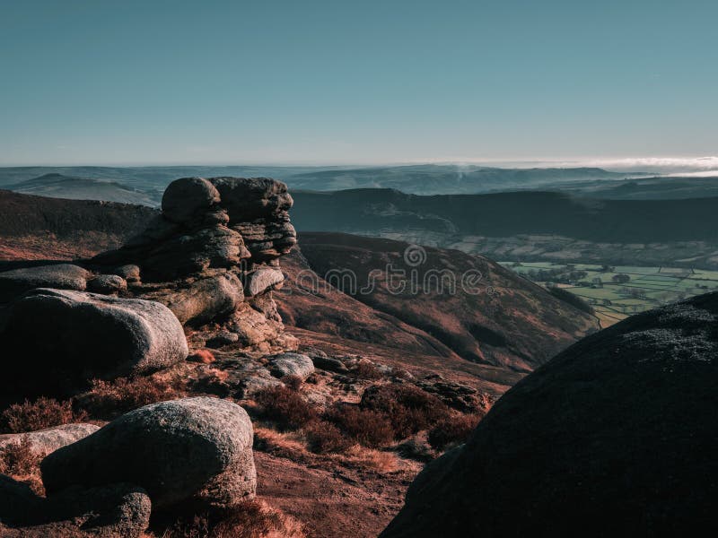 Landscape View of the Edale Walk in Peak District, England Stock Image ...