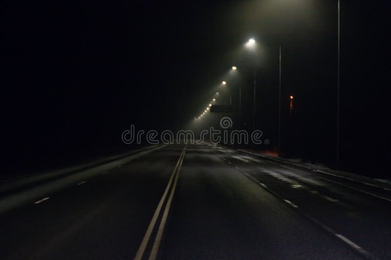 Landscape View of an Empty Highway at Night Stock Photo - Image of ...