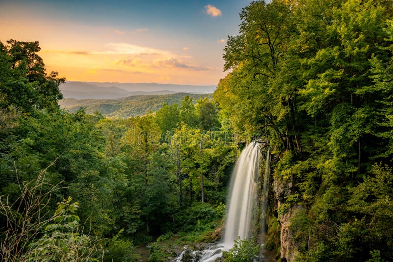 Landscape View of Falling Spring Falls Waterfall in Virginia Under ...