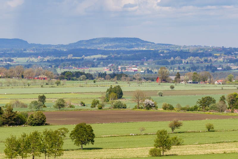 Landscape View of Fields and Farms in the Countryside Stock Image ...