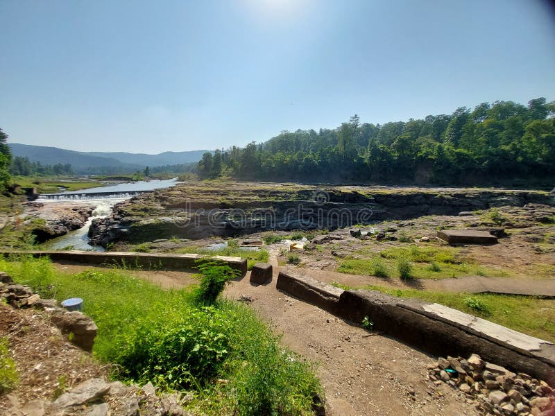 Landscape View of Forest and Dry River in India - Image Stock Image ...