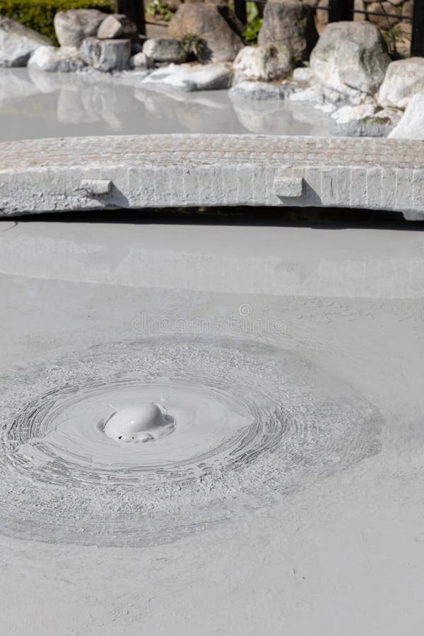 Landscape View of Gray Mud Bubble Hot Springs at Japan Stock Image ...