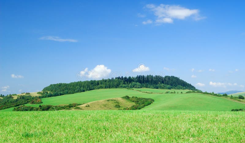 Landscape, View of Green Rolling Fields Stock Image - Image of meadow ...