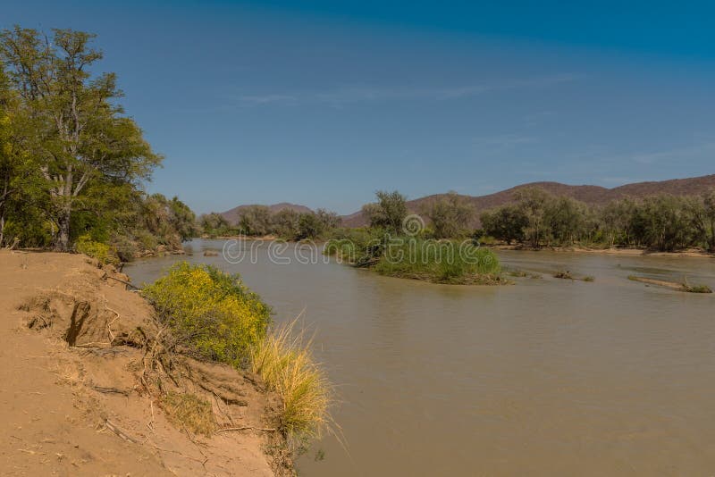Landscape View of the Kunene River, the Border River between Namibia ...