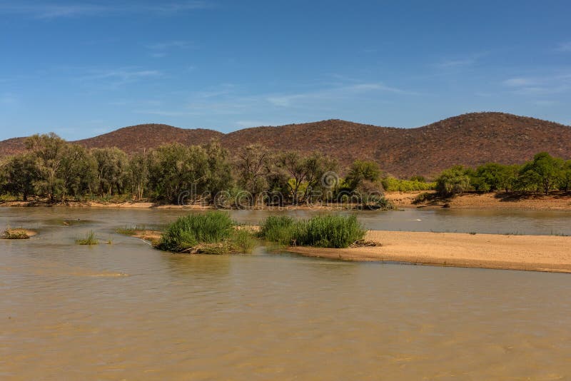 Landscape View of the Kunene River, the Border River between Namibia ...