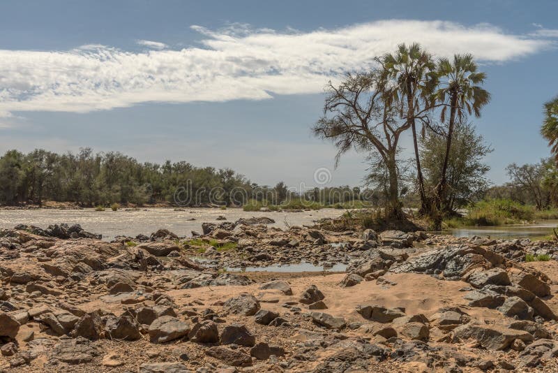 Landscape View of the Kunene River, the Border River between Namibia ...