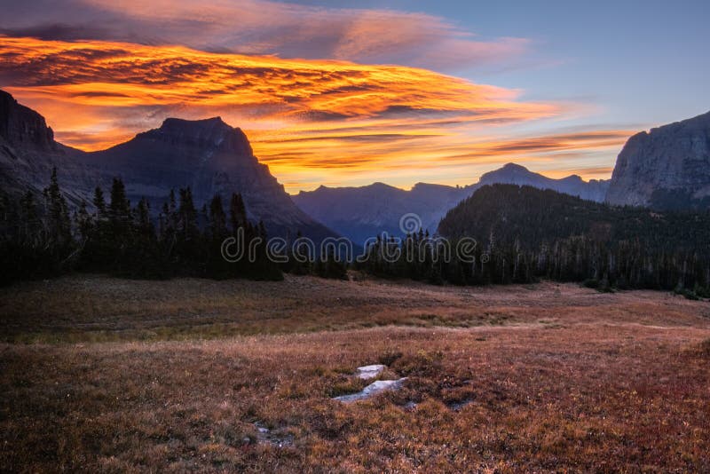 Landscape View of the Logan Pass Elevation with Mountains in the ...