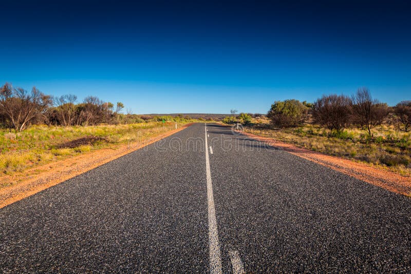 Landscape View and Long Road in Australia Outback Stock Image - Image ...