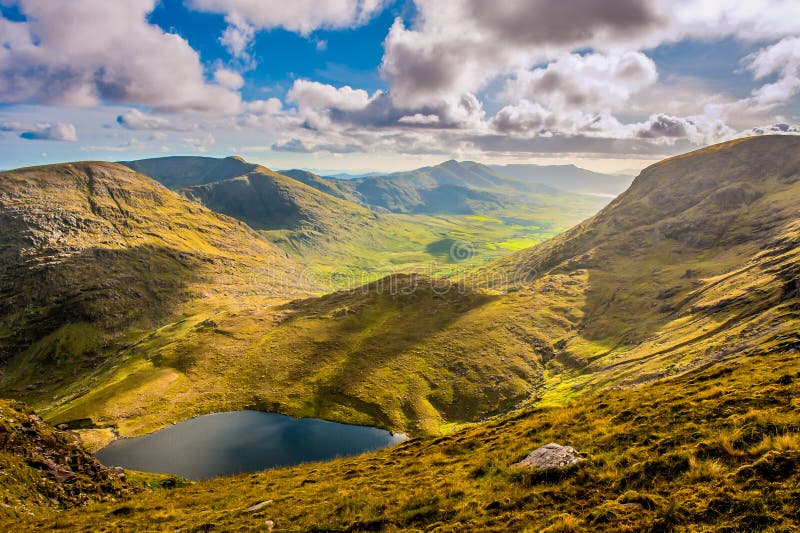 Landscape View of Macgillycuddy`s Reeks Stock Photo - Image of ...