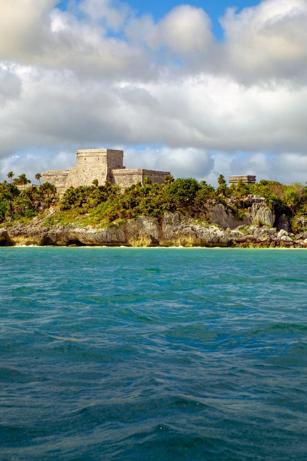 Landscape View of Mayan Ruins at Ocean Coast of Tulum Stock Image ...