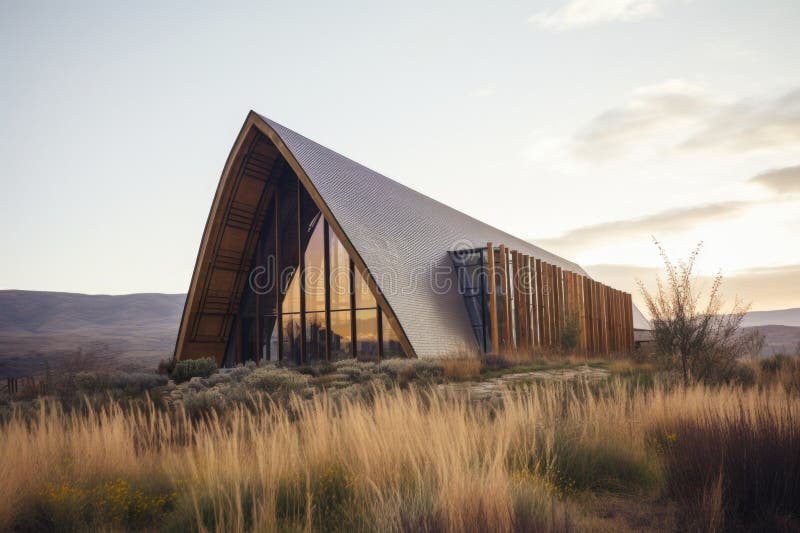 Landscape View of a Modern Rustic Church Stock Image - Image of ...