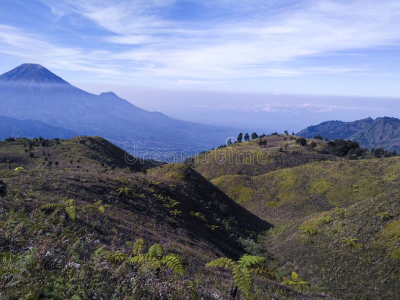 Landscape View of Mountain with Hills - Mount Prau Central Java Stock ...