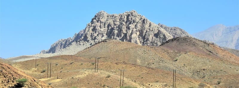 Landscape View of the Mountain Under Blue Sky. Muscat, Oman Stock Image ...