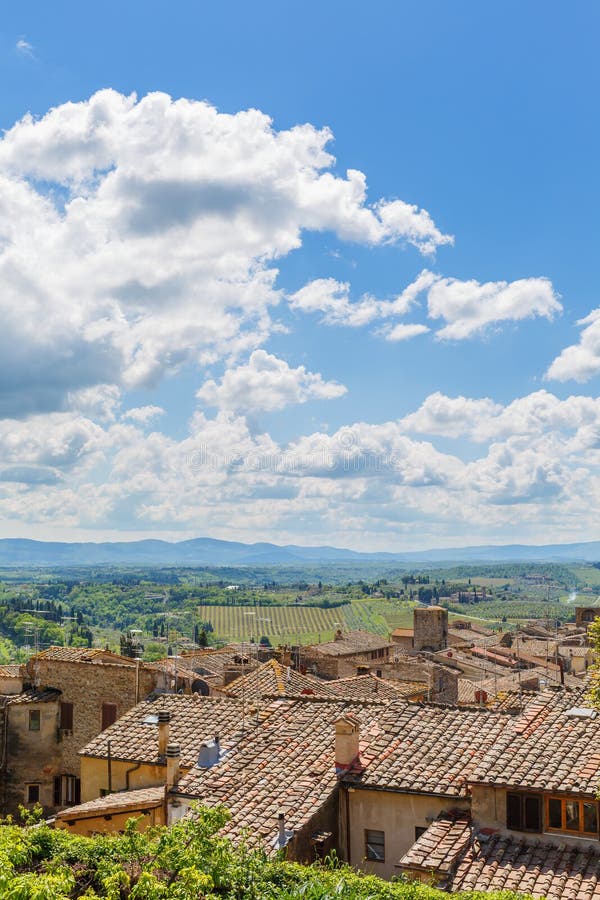 Landscape View Over the Rooftops of an Ancient Italian Village Stock ...