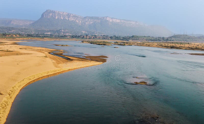 Landscape View of the River Flowing through the Hills Stock Image ...