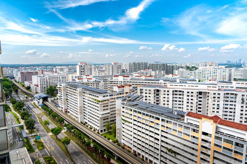 A Landscape View of Singapore HDB Housing with Bright Sky and Clouds ...