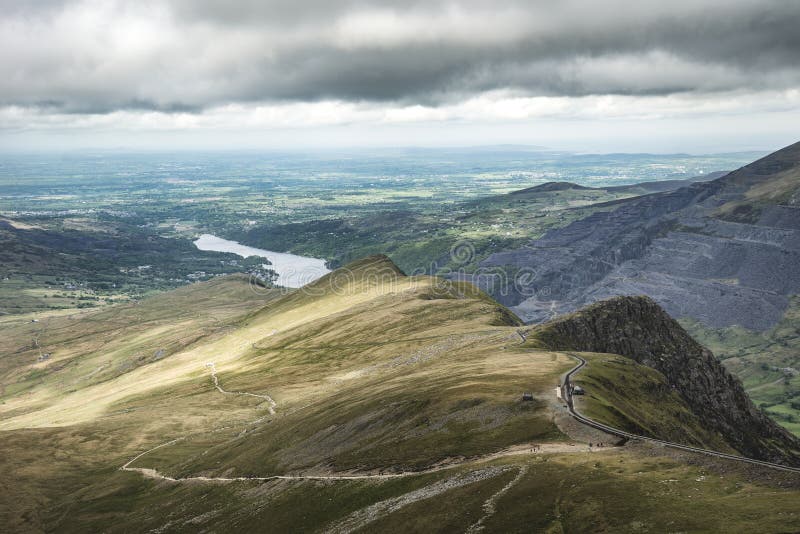 Snowdon Llanberis Track stock image. Image of mountainous - 243257601