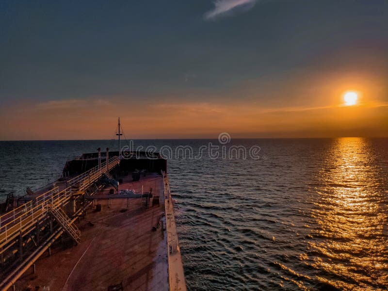 Landscape View of Sunset Over the Ship Stock Photo - Image of view ...