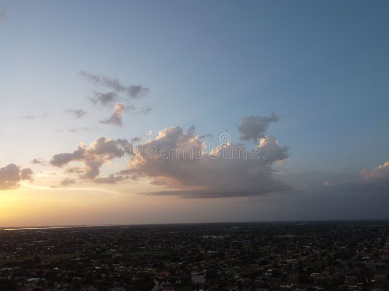 Landscape View of the Sunset Over the Town with Buildings Stock Image ...
