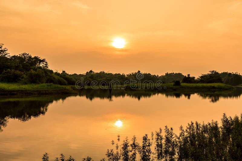 Sunset Times Father and His Child beside the Sea Beach Stock Photo ...