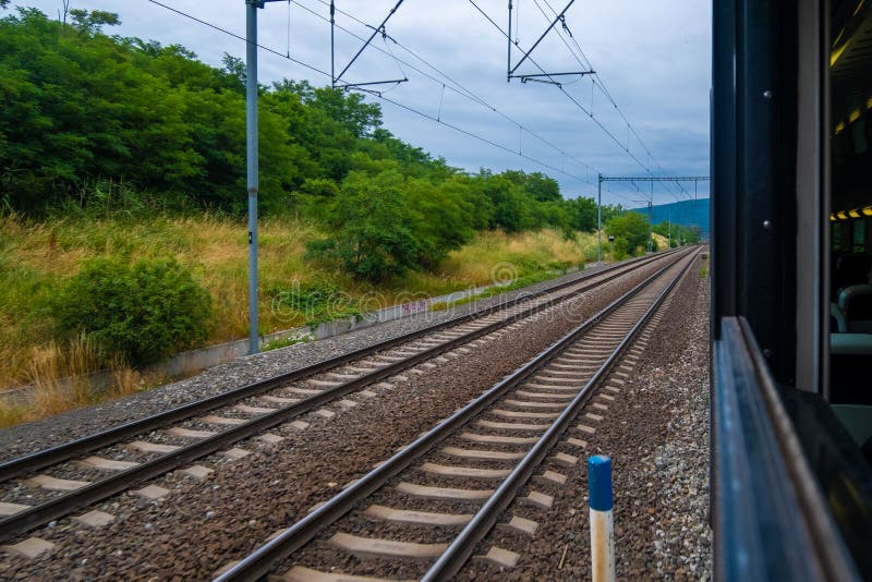 Landscape View from the Train Window Stock Image - Image of railroad ...