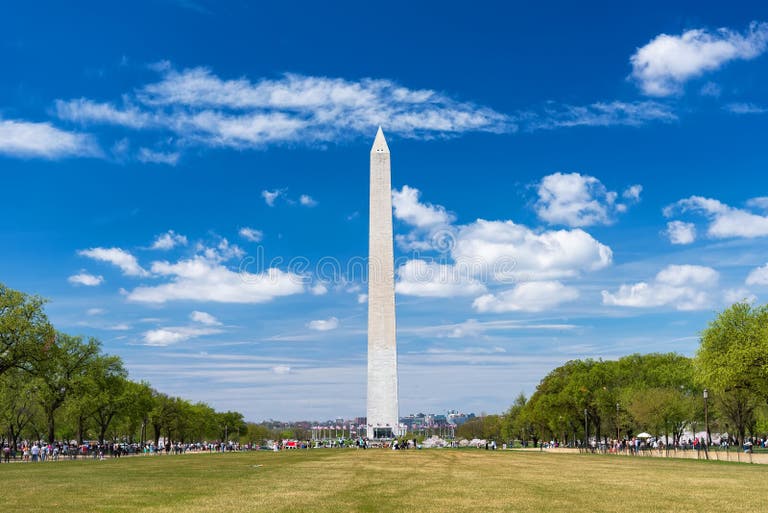 Landscape with View of Washington Monument. Clouds and Blue Sky ...