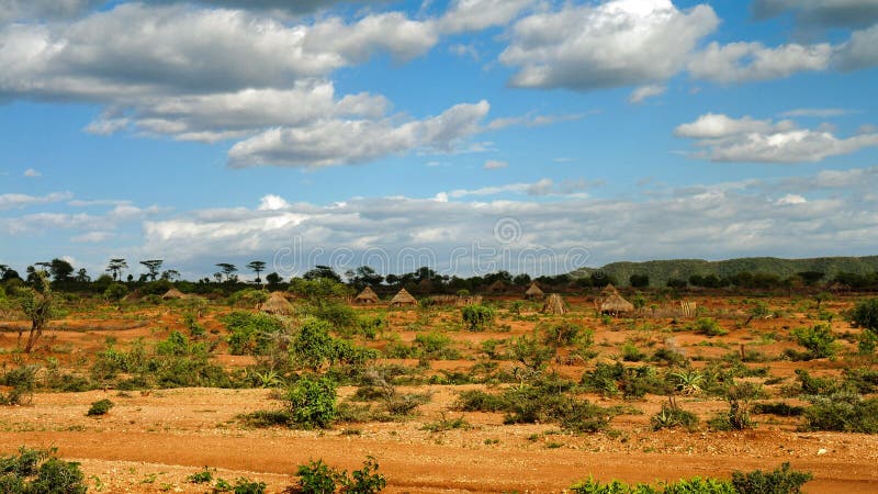 Landscape of the Village of Mbororo Aka Fulani Tribe at Sunset , Poli ...