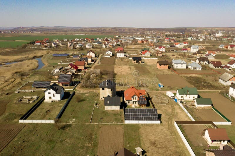 Landscape of the Village from a Height, Top View with Fields and Houses ...