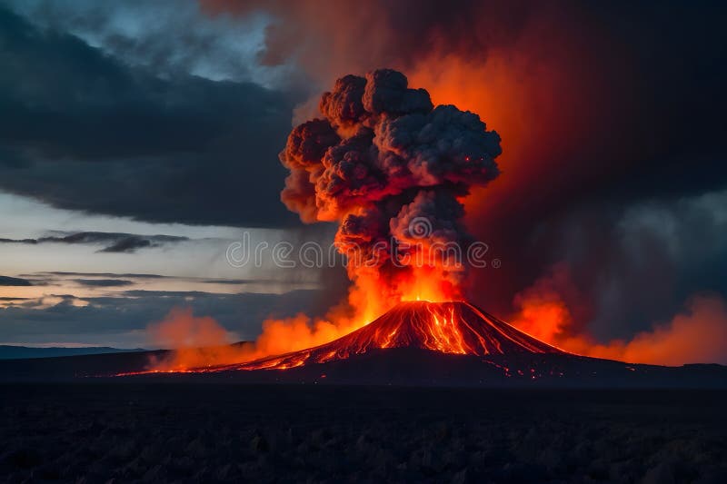A Landscape of a Volcano Eruption Stock Photo - Image of reykjanes ...