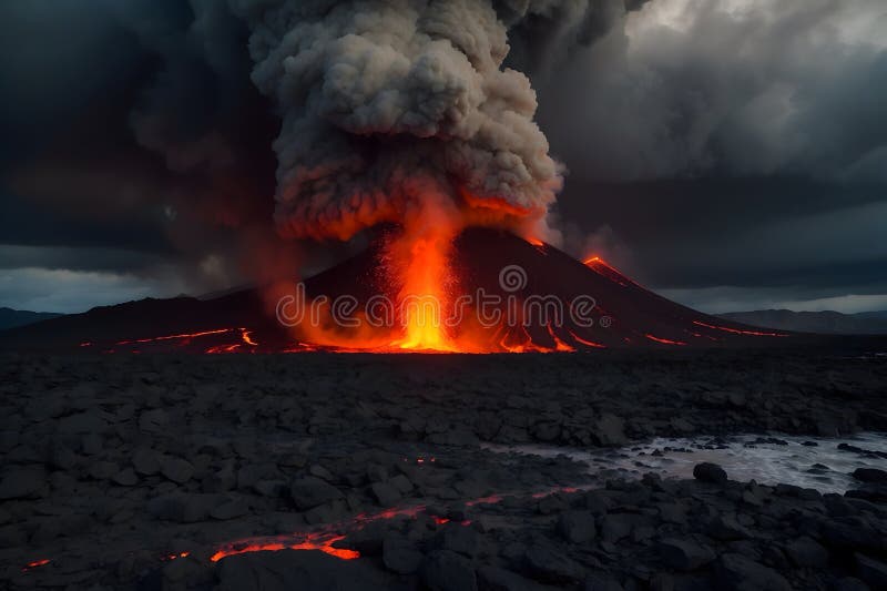 A Landscape of a Volcano Eruption Stock Image - Image of landscape ...