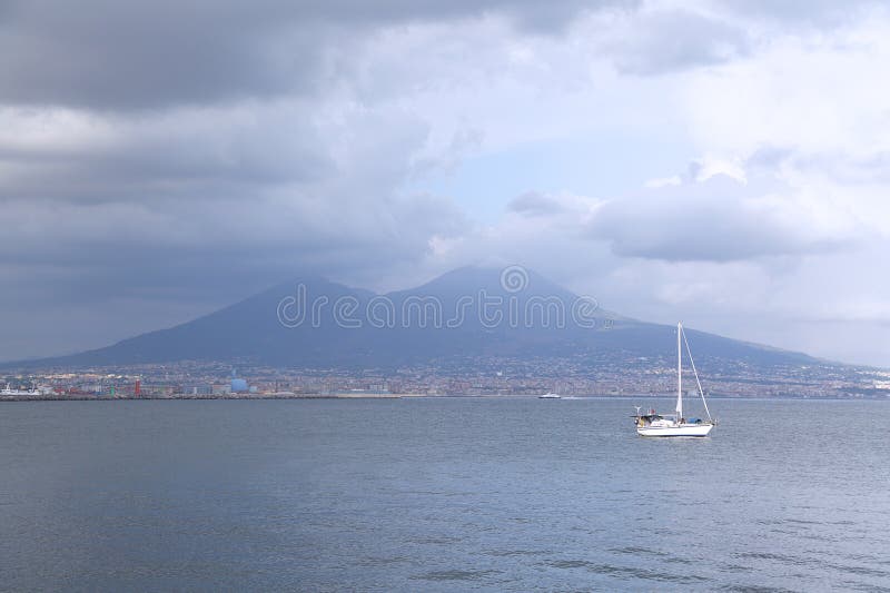 Volcano Vesuvius, from Naples Stock Image - Image of panoramic, people ...