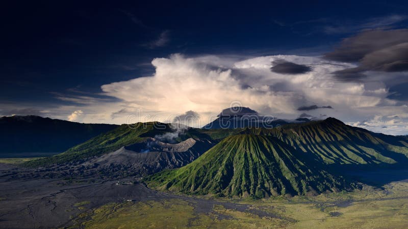 Landscape of Volcanoes in Bromo Mountain Stock Photo - Image of peak ...